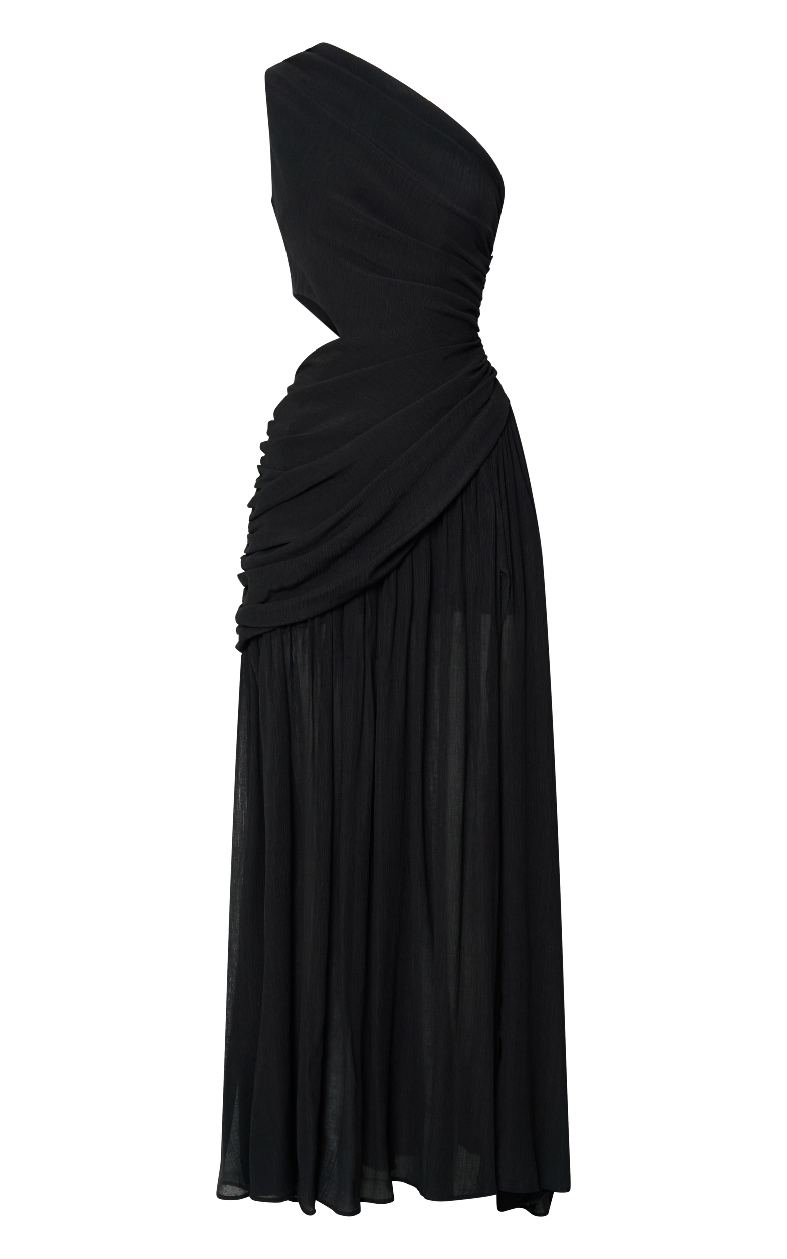 Darcy Maxi Dress One Shoulder Side Cut Out Gathered Dress In Black Showpo