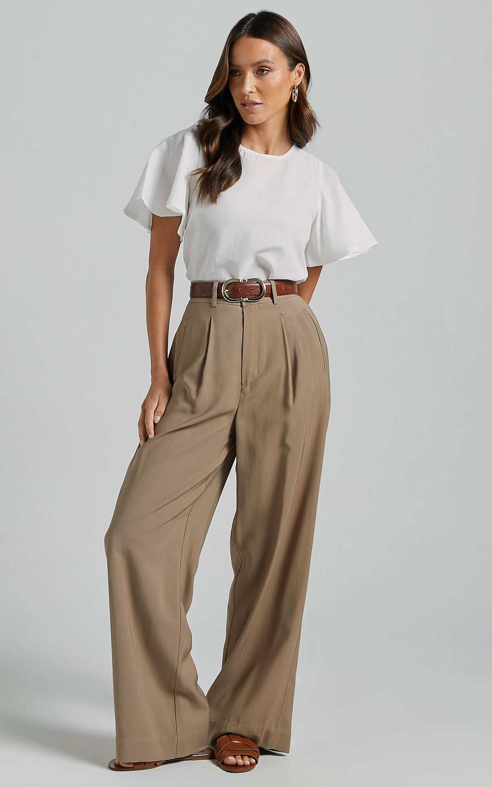 Enzo Top - Flutter Sleeve Scoop Neck Top in White | Showpo Enzo Top - Flutter Sleeve Scoop Neck Top in White | Showpo