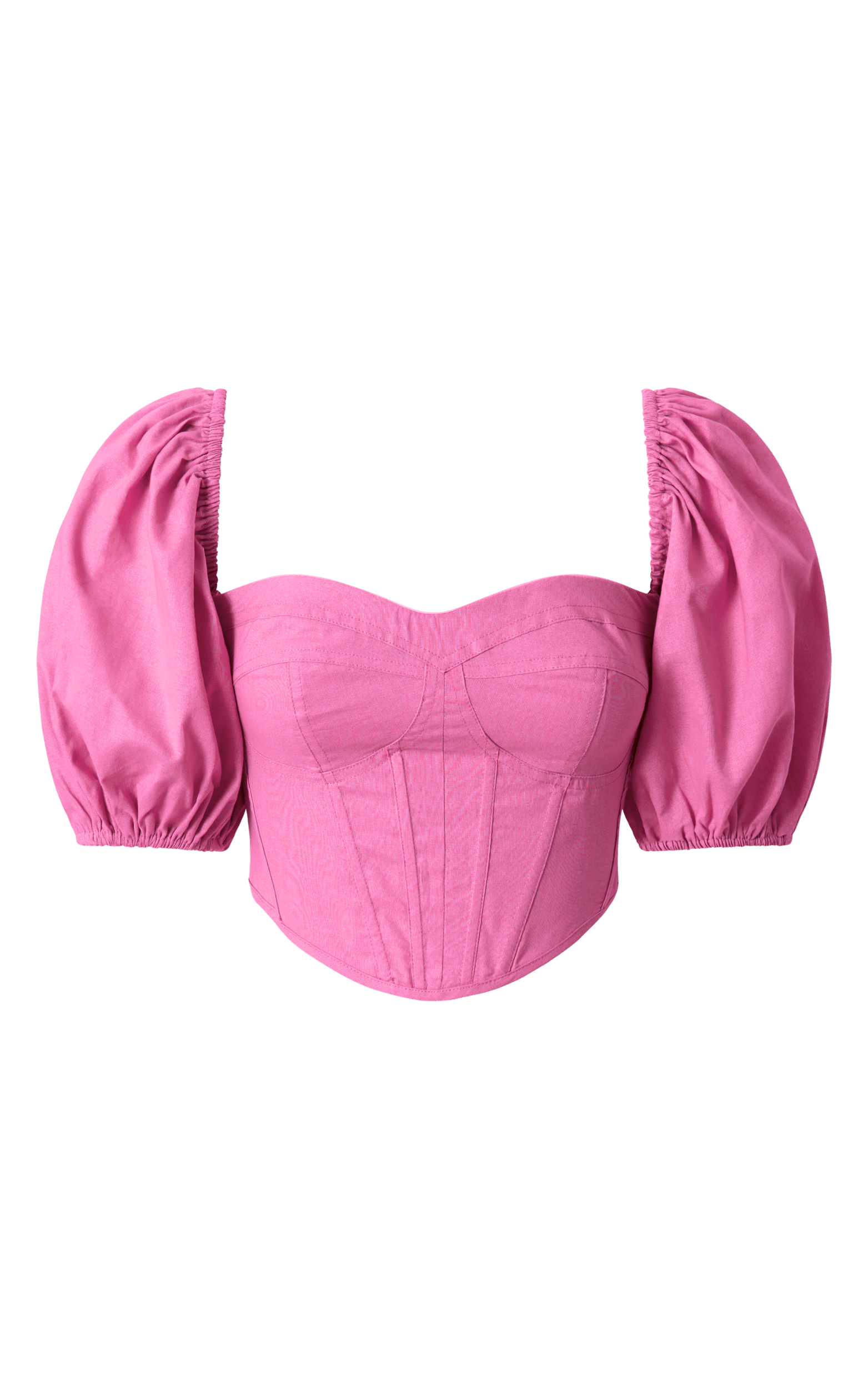 Estella Top Puff Sleeve Corset Bustier Top In Pink Showpo Usa