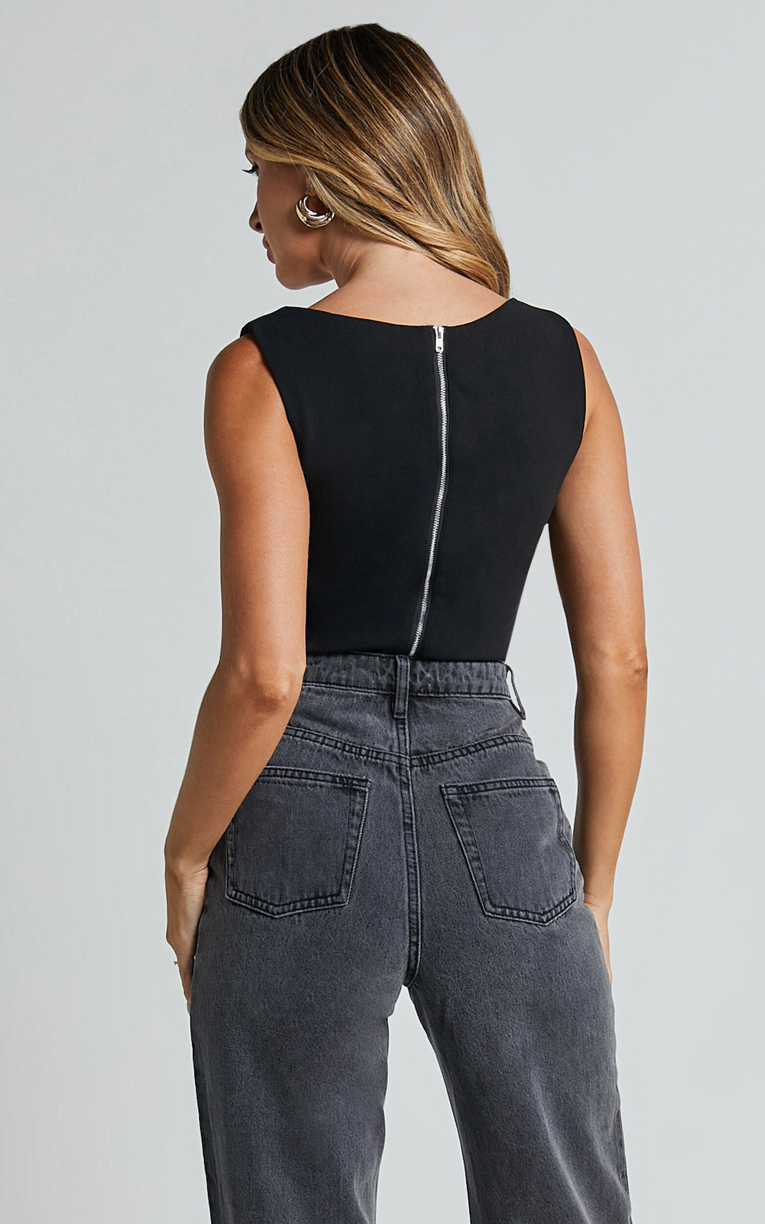 Donna Top Cowl Neck Corset Top In Black Showpo