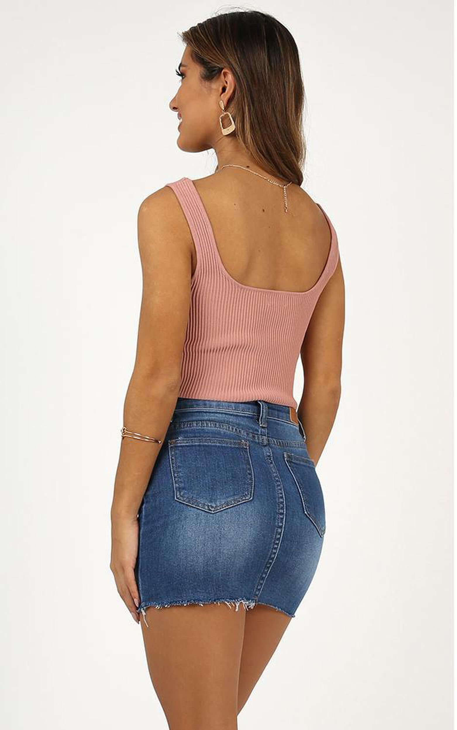 Lost In Space Denim Skirt In Mid Wash Showpo Usa