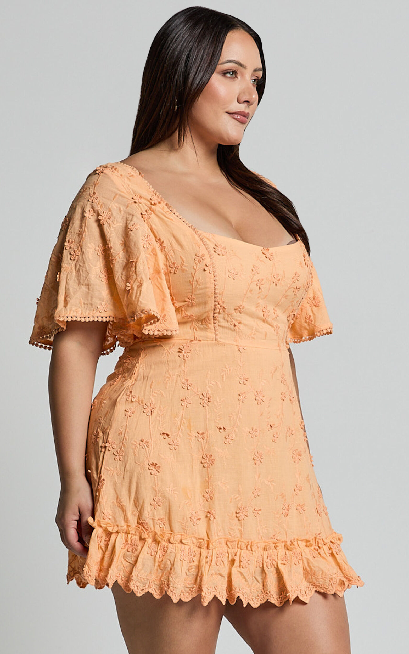 Fancy A Spritz Mini Dress Square Neck Dress In Peach Fuzz Showpo