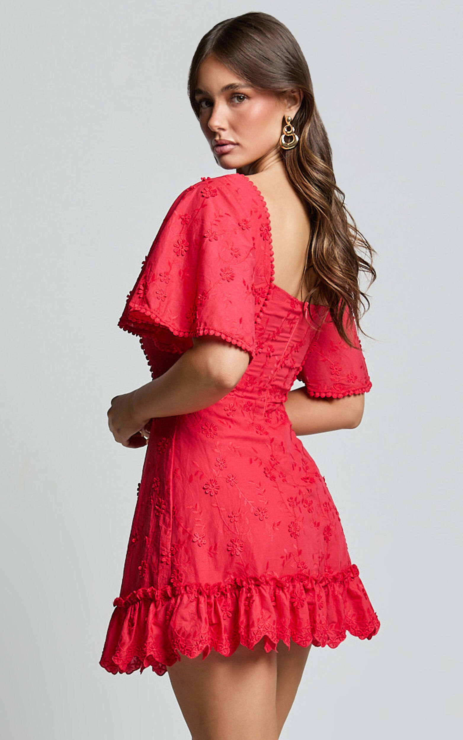 Fancy A Spritz Mini Dress Square Neck Dress In Red Showpo Usa