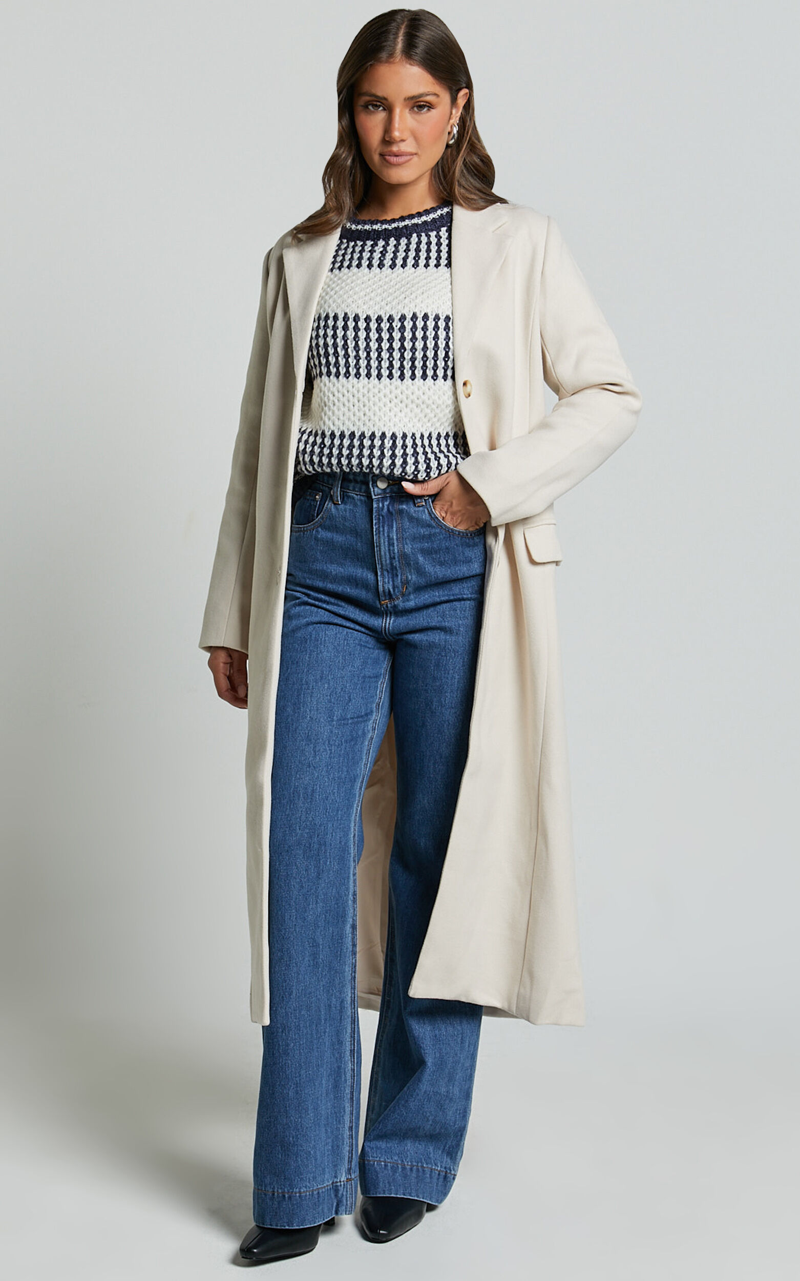 Colby Coat - Tailored Longline Coat in Stone | Showpo USA Colby Coat - Tailored Longline Coat in Stone | Showpo USA