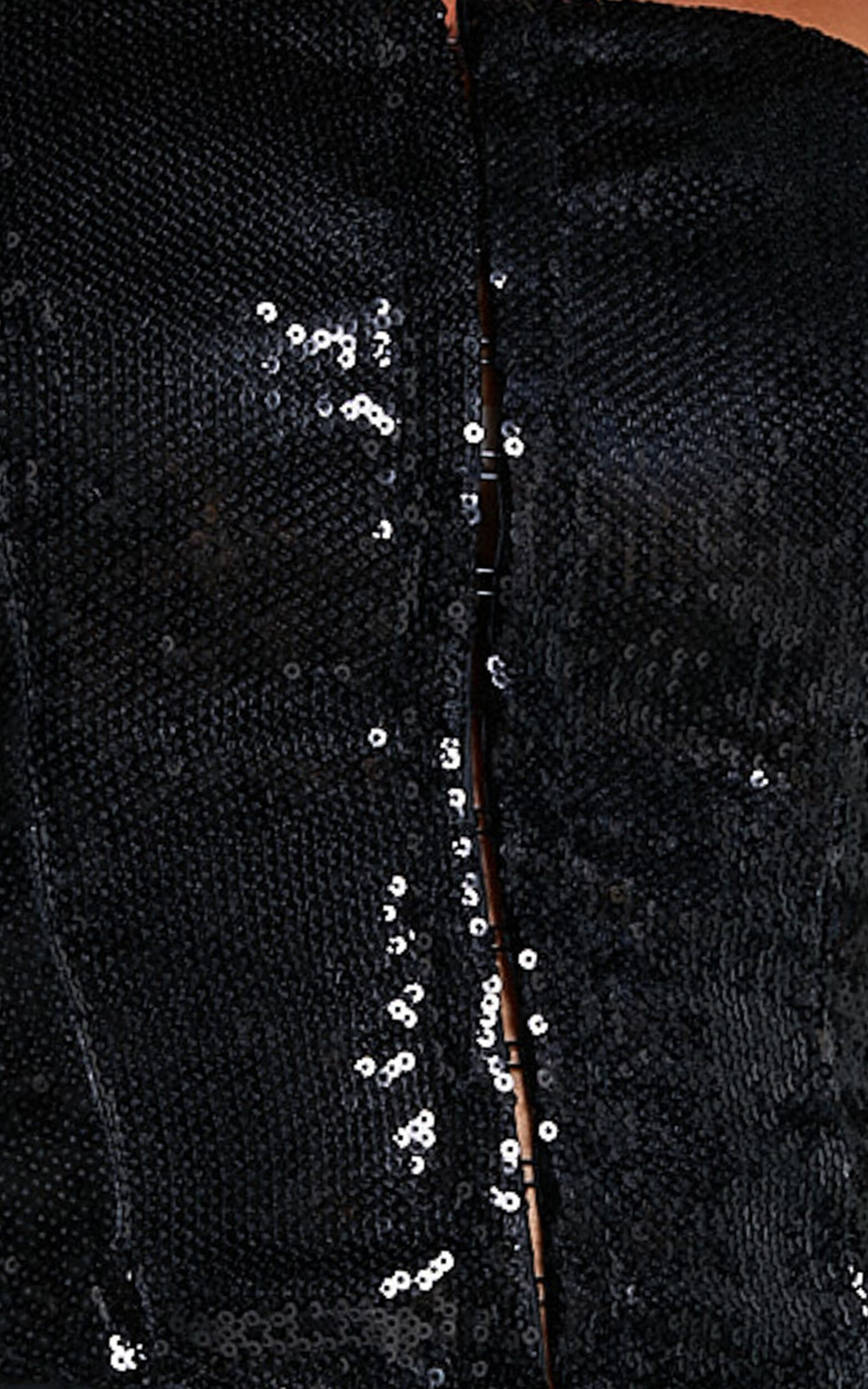 Gabbie Top Hook And Eye Detail Sequin Corset Top In Black Showpo