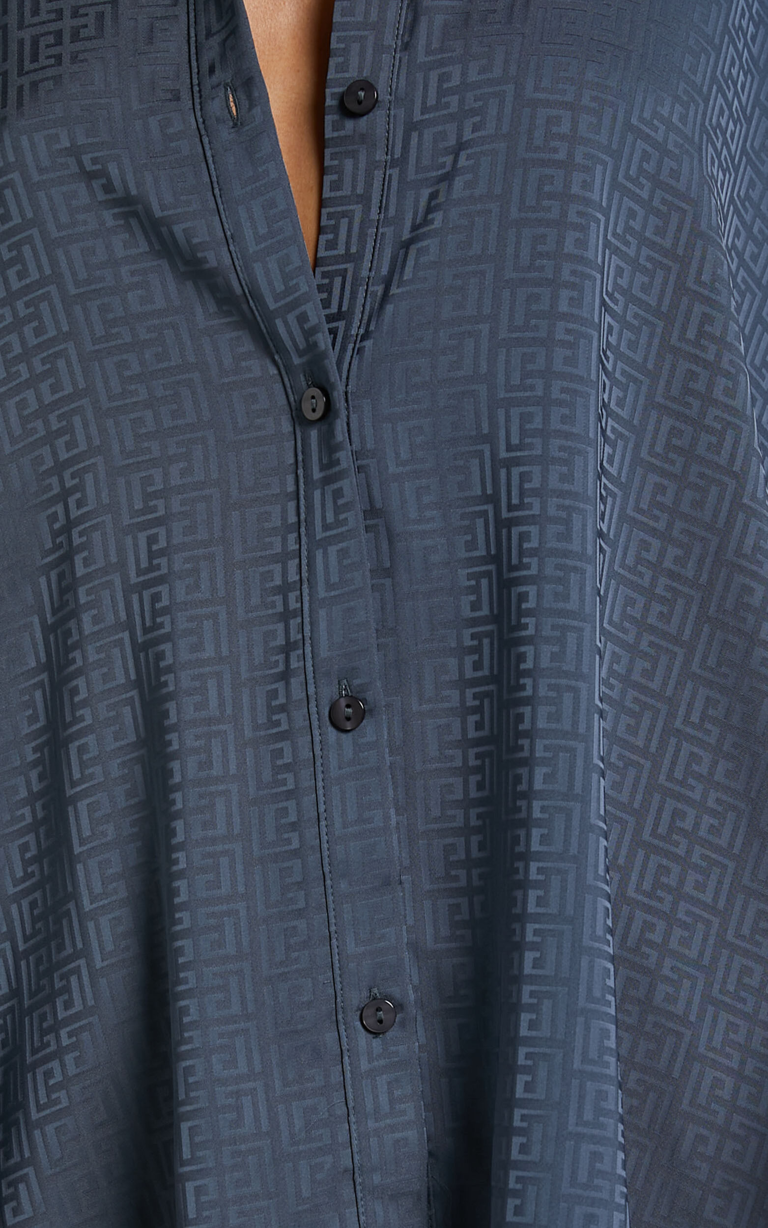 4th And Reckless Mimi Satin Shirt In Blue Geo Showpo