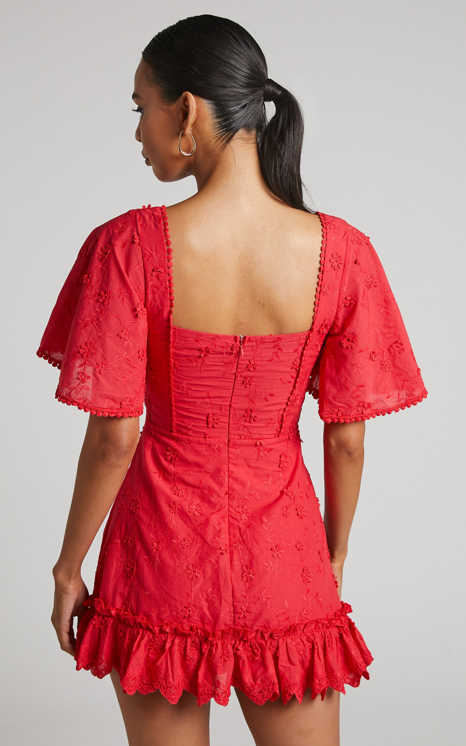 Fancy A Spritz Mini Dress Square Neck Dress In Red Showpo Usa